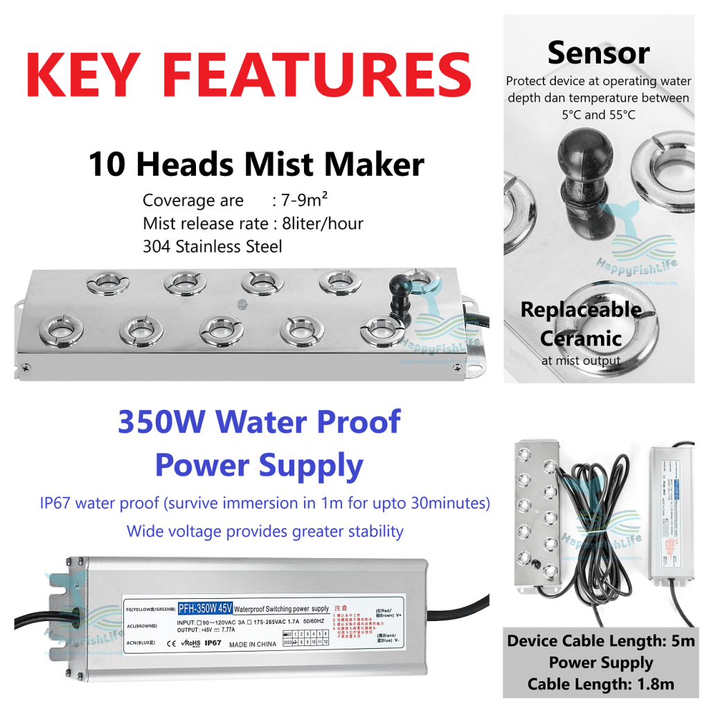 10 20 Head Ultrasonic Mist Maker Fogger Humidifier Greenhouse ...